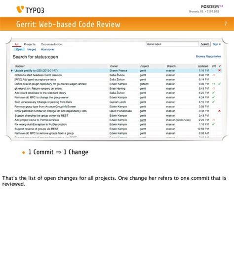 Using Gerrit Code Review In An Open Source Project