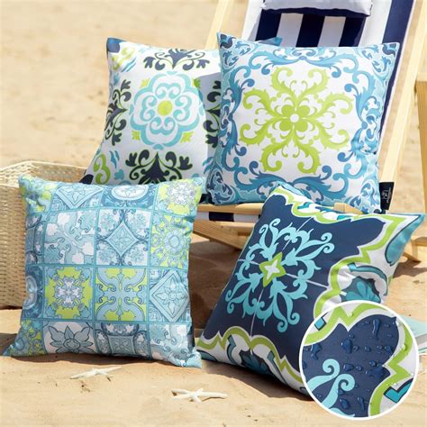 Phantoscope Set Of 4 Outdoor Waterproof Throw Pillow Covers