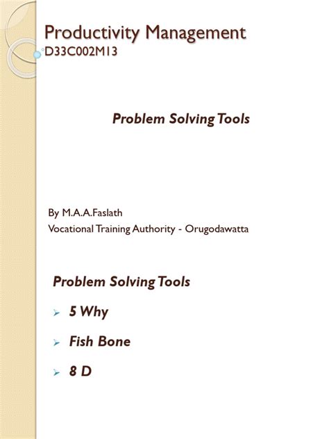 productivity management 03 problem solving tools pdf