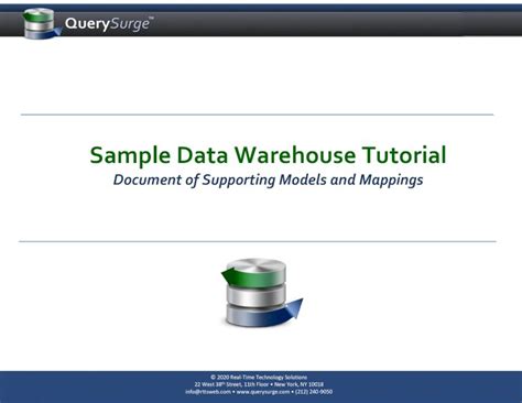 PDF Sample Data Warehouse Tutorial QuerySurge Sample Data Warehouse Tutorial The Story A
