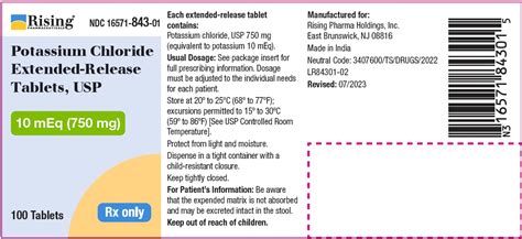 Dailymed Potassium Chloride Extended Release Potassium Chloride