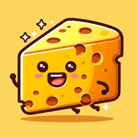 Premium Vector A Cartoon Drawing Of A Cheese With A Face On It