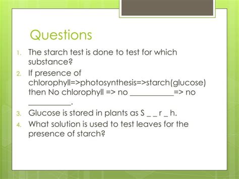 Photosynthesis And The Leaf Starch Test Pptx Chemistry Science