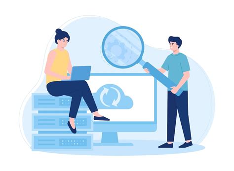 Premium Vector Hosting Backup And Data Analysis Concept Flat Illustration