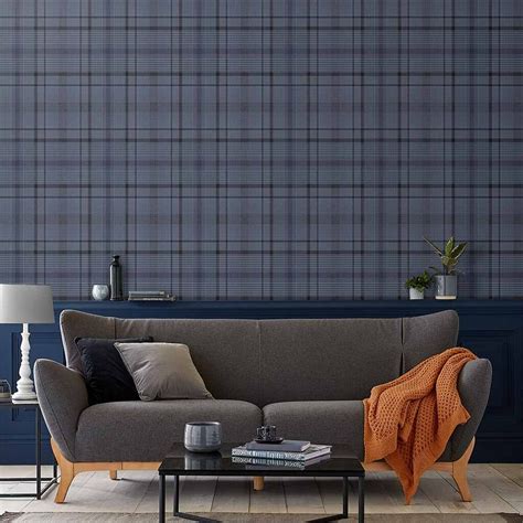 Heritage Plaid Blue Wallpaper Blue Wallpaper Graham And Brown Plaid
