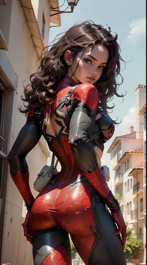 Beautiful Woman Detailed Defined Body Using Spider Man Cosplay Small