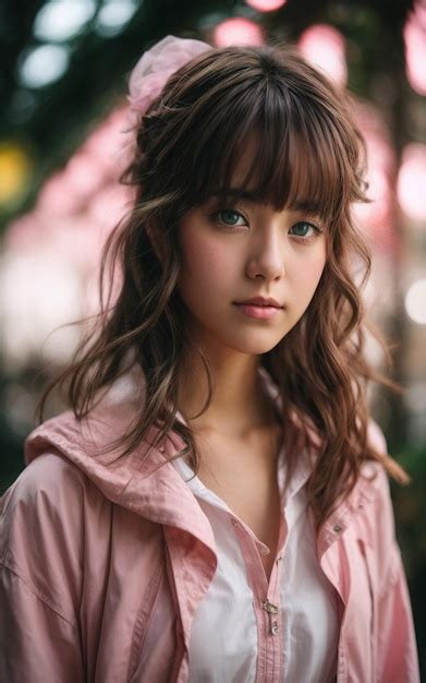 Ragazza Anime Con Capelli Castani E Occhi Azzurri E Occhiali