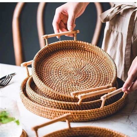 سینی حصیری ۳ سایز مدرن هوم