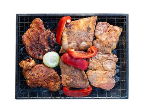 Small Grill Barbecue Bbq With Smoke Mini Barbecue With Grilled Meat