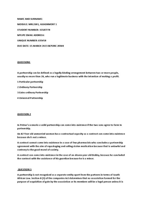 Sjd Assignment 2 Notes Name And Surname Module Mrl2601