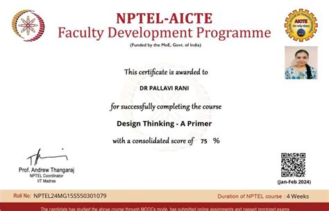 Pallavi Rani Phd On Linkedin Nptel Designthinking Fdp