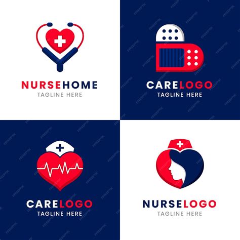 Free Vector Flat Design Nurse Logo Collection