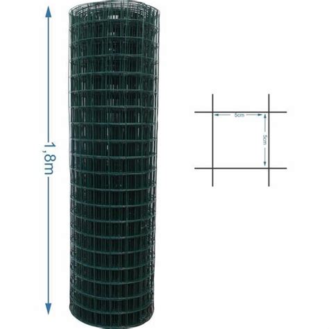 Tela Revestida Tipo Alambrado 5x5 Malha 1620mm 18 Metro De Altura