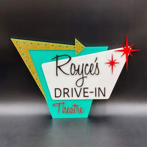 Mid Century Modern Drive In Sign Personalized Retro Wall Art