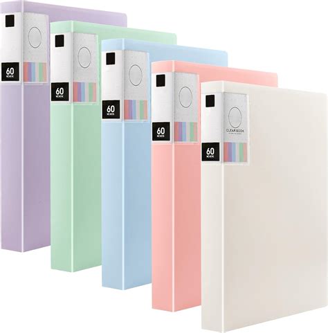 Zoenhou 5 Pack A4 Display Book Folder 60 Pockets A4 Presentation Folders With Plastic Sleeves