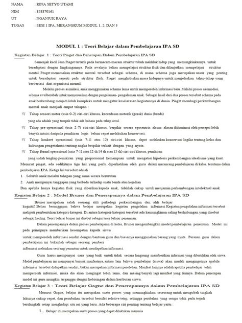 Rangkuman Ipa Modul 123 Rina Setyo Utami Nganjukraya Pdf