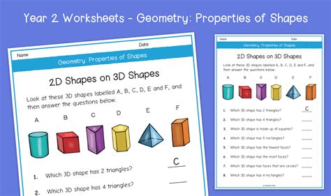 Year 2 2d Shapes On 3d Shapes Worksheets Ks1 Geometry Properties
