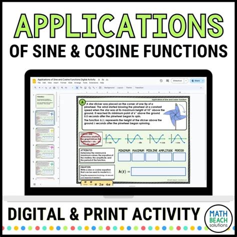 Applications Of Sine And Cosine Functions Activity Print And Digital