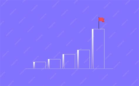 Premium Vector Business Financial Bar Graph And Growth Chart With Flag Concept Flat Vector