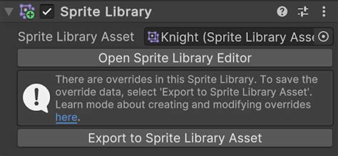 Sprite Library Component In Unity 2d Animation 10 1 4
