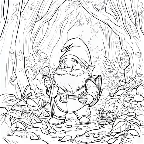 Bătrânul Pitic Din Pădurea Mistică Desen De Colorat Pentru Descărcare Gratuit