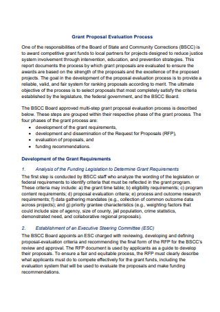 Sample Grant Proposal Evaluation 8 In Pdf