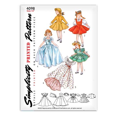 Dolls Wardrobe Dress Evening Gown Simplicity 4098 Vintage Sewing
