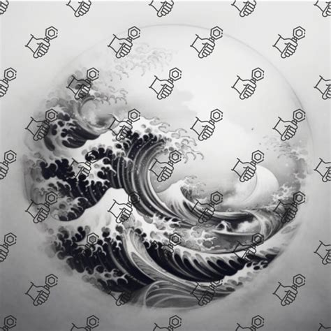 Japanese Waves Tattoo Black And White
