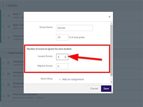 Dropping The Lowest Scores Academic Technology Help Center
