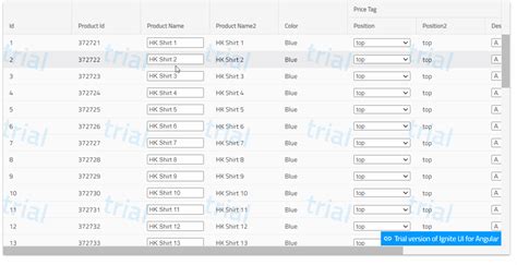 Igxgrid テンプレート機能を利用し、エディタを常に表示する Infragistics ナレッジ ベース