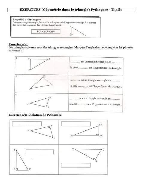 Exercices Pythagore Thales Pdf