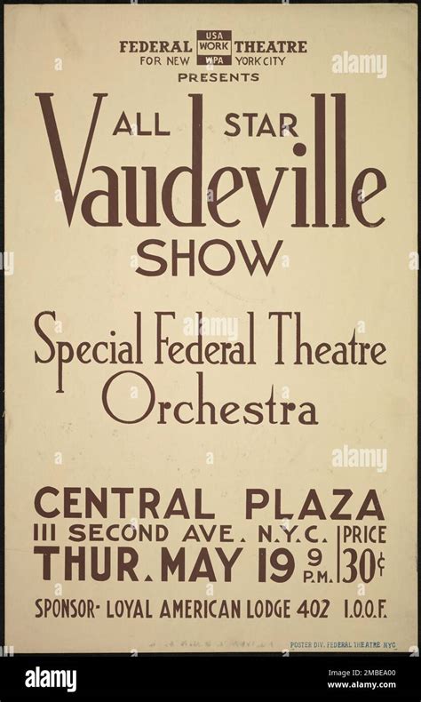 Vaudeville Show New York 1930s The Federal Theatre Project
