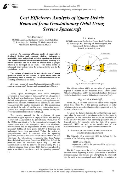 Pdf Cost Efficiency Analysis Of Space Debris Removal From