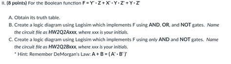 Solved II Points For The Boolean Function Chegg