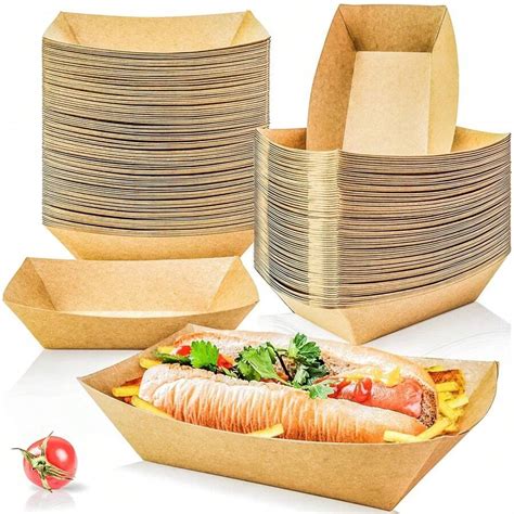 30pcs50pcs Kraft Paper Food Trays Heavy Duty Paper Food Boat