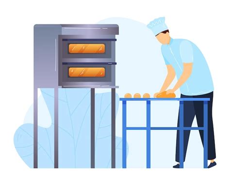 O Homem De Cozinhar Prepara A Massa Para Assar A Ilustração Em Vetor