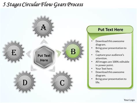 1013 Business Ppt Diagram 5 Stages Circular Flow Gears Process