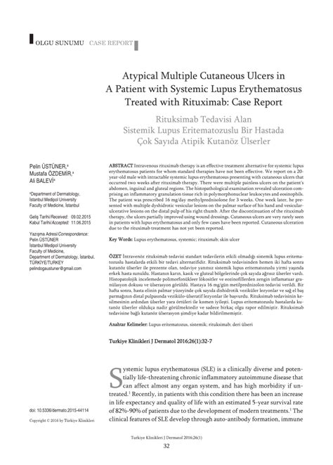 Pdf Atypical Multiple Cutaneous Ulcers In A Patient With Systemic Lupus Erythematosus Treated