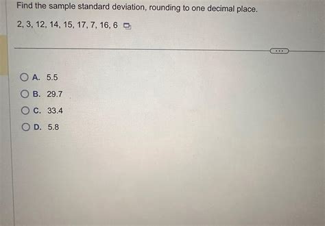Solved Find The Sample Standard Deviation Rounding To One