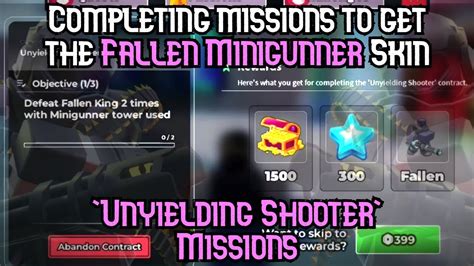 Completing Missions To Get Fallen Minigunner Tower Defense Simulator