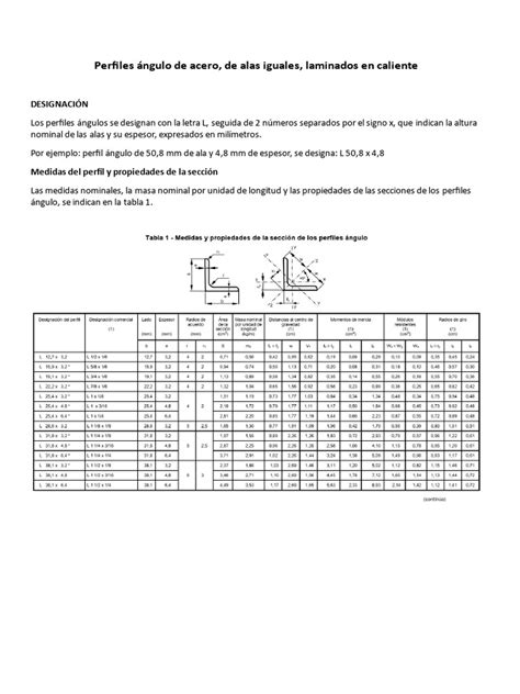 Medidas De Perfiles Ángulo De Hierro Pdf
