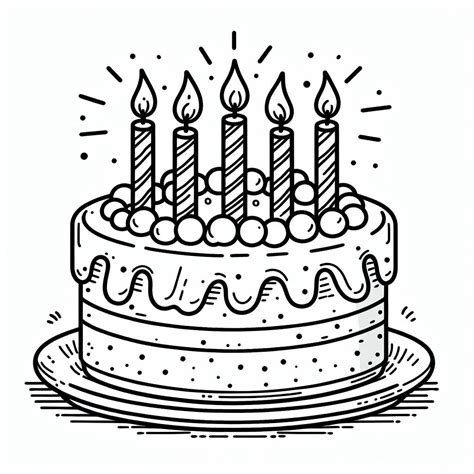 Birthday Cake With 5 Candles 🎂🕯️ Coloring Page