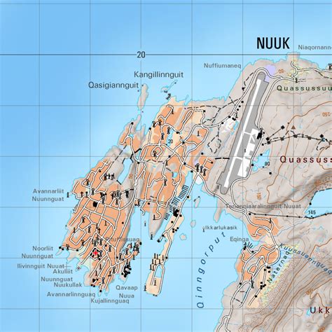 Maps Of Nuuk Illustrated City Map Hiking Routes And Topographic