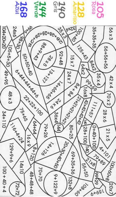 Multiplicaciones En Dibujos Para Colorear