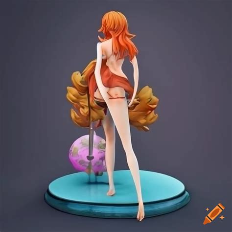3d Figurine Of Nami From One Piece Showing Front And Back Views On Craiyon