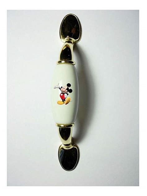 Disney Discovery Brass And Ceramic Mickey Cabinetdrawer Pull Decor