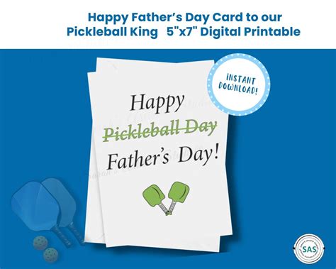 Fathers Day Card Pickleball Card Fathers Day Card Printable Fathers