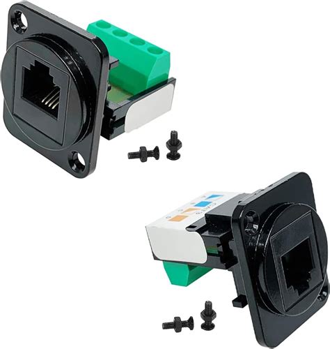 Jienk 2pcs Rj11 Cat3 Female Panel Mount Screw Terminal