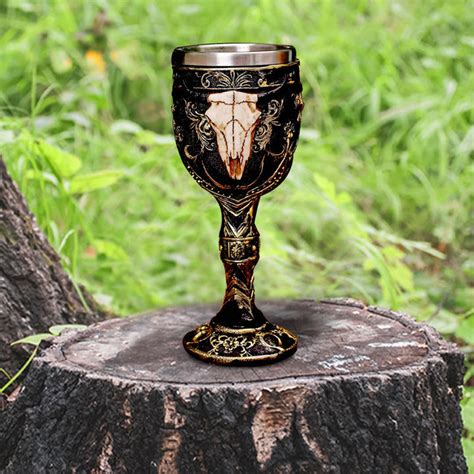 Worldnorse Gothic Skeleton Chalice Resin Viking Goblet With Stainless