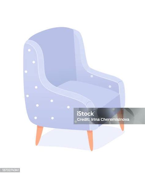 귀여운 부드러운 의자 홈 거실을위한 Hygge 가구 아늑한 3d 파란색 물방울 무늬 안락 의자 0명에 대한 스톡 벡터 아트 및 기타 이미지 Istock